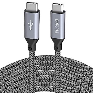 20FT USB C to USB C Cable 60W,Type C Super Long Fast Charging Cord For Samsung S21 Ultra/S20/Note 20,MacBook Pro,iPad Pro/iPad Air 4,PS5 Luna Controller,Xbox Series S/X,Surface Pro 7,Google Pixel 5/4a