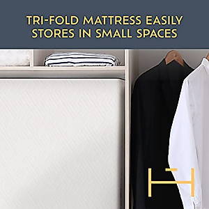 Heyward Premium 4” Memory Foam Trifold Mattress | Twin, Portable Space Saver, Medium-Firm, CertiPUR-US Certified | Washable Bamboo Jacquard Ventilated Material w/Non-Slip Base | 75”L x 38”W x 4”H