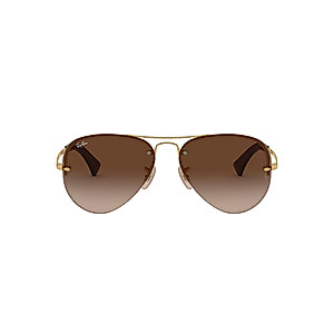 Ray-Ban RB3449 Aviator Sunglasses, Silver/Clear/Blue/Grey Gradient, 59 mm