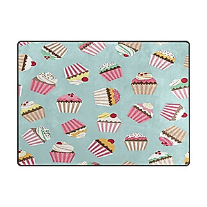 ALAZA Vintage Cartoon Cupcake Area Rug Rugs for Living Room Bedroom 7' x 5'