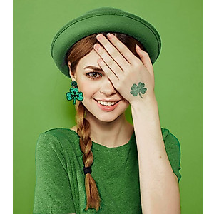 St Patricks Day Dangle Earrings Beaded Shamrock Earrings Handmade Hypoallergenic Cute Green Leaf Lucky Clover Drop Dangling Earrings for Women Irish Holiday Jewelry Gift