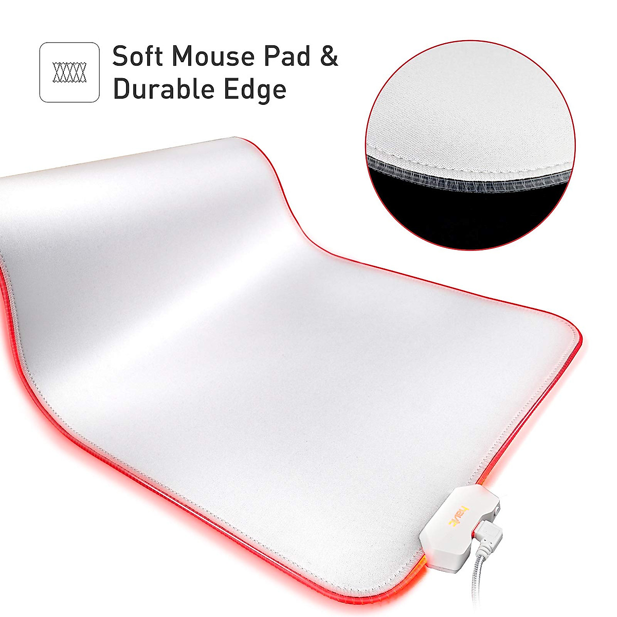 havit RGB Gaming Mouse Pad Soft Non-Slip Rubber Base Mouse Mat for Laptop Computer PC Games (31.5 X 11.8 X 0.16 inches, Light Grey)