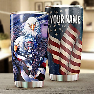 Personalized Tumbler American Eagle Patriotic Custom Name Tumbler 20 Oz 30 Oz Birthday Present Gift for Men Women ZDT6466