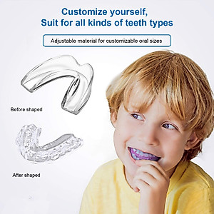 4 Pack Kids Mouth Guard for Grinding Teeth, Night Sleep Teeth Guards, Eliminates TMJ & Teeth Clenching, Stops Bruxism, Teeth Whitening Tray, Sport Athletic Mouth Guard (Kid Size only fit for Kids)
