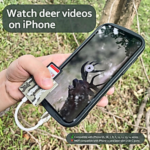 Trail Camera Viewer, Plug & Play for Hunters to View Images and Videos from Game Camera for iPhone 6S, SE, 7, 8, X, 11, 12, 13, 14 Series