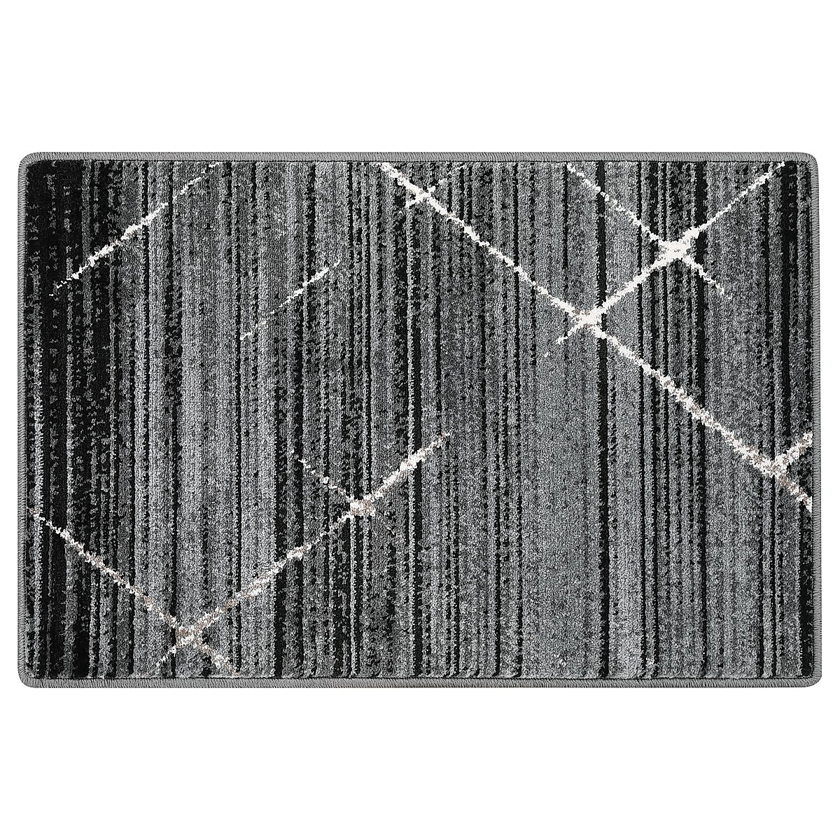 WESTLOOM Area Rug 2x3 Modern Abstract Doormat Retro Accent Mat Indoor Entrance Kitchen Rug Contemporary Indoor Mat Soft Door Mat Boho Plush Small Rug Living Room Bedroom Grey