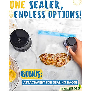 Electric Mason Jar Vacuum Sealer Kit - Auto Stop, Compact Design, Seals Jars and Bags, Jar Vacuum Sealer for Mason Jars, Mason Jar Sealer Vacuum Kit, Food Saver Jar Sealer for Mason Jars