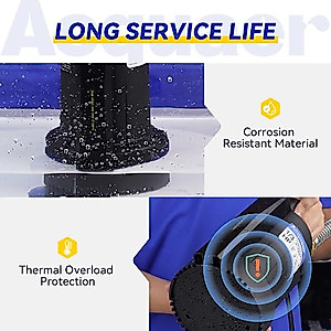 Acquaer 1/3 HP Automatic Submersible Water Sump Pump, 115V with 3/4” Garden Hose Check Valve Adapter,2160 GPH High Flow Water Removal for Swimming Pool Cover Hot Tubs Flooded House Basement