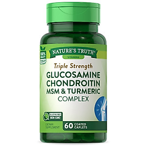 Glucosamine Chondroitin MSM Complex | 60 Caplets | Triple Strength Supplement with Turmeric | Non-GMO and Gluten Free Supplement | by Nature's Truth