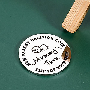 Fun New Parents Decision Coin, New Mom Gifts for Women New Dad Gift for Mother to Be New Baby Baby Shower Pregnancy Gift First Time Birthday Mothers Fathers Day Christmas Thanksgiving, Double Sided