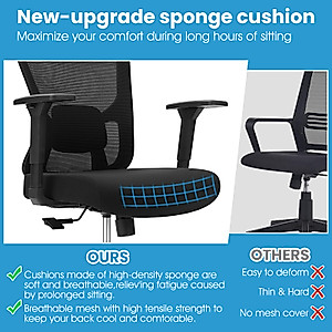 balmstar Ergonomic Office Mesh Chair, High Back Swivel Comfty Desk Chairs- 3D Armrest Adjustable Lumbar Support Capacity 400lbs and Headrest Wide for Home & Office, Bedroom (Black)