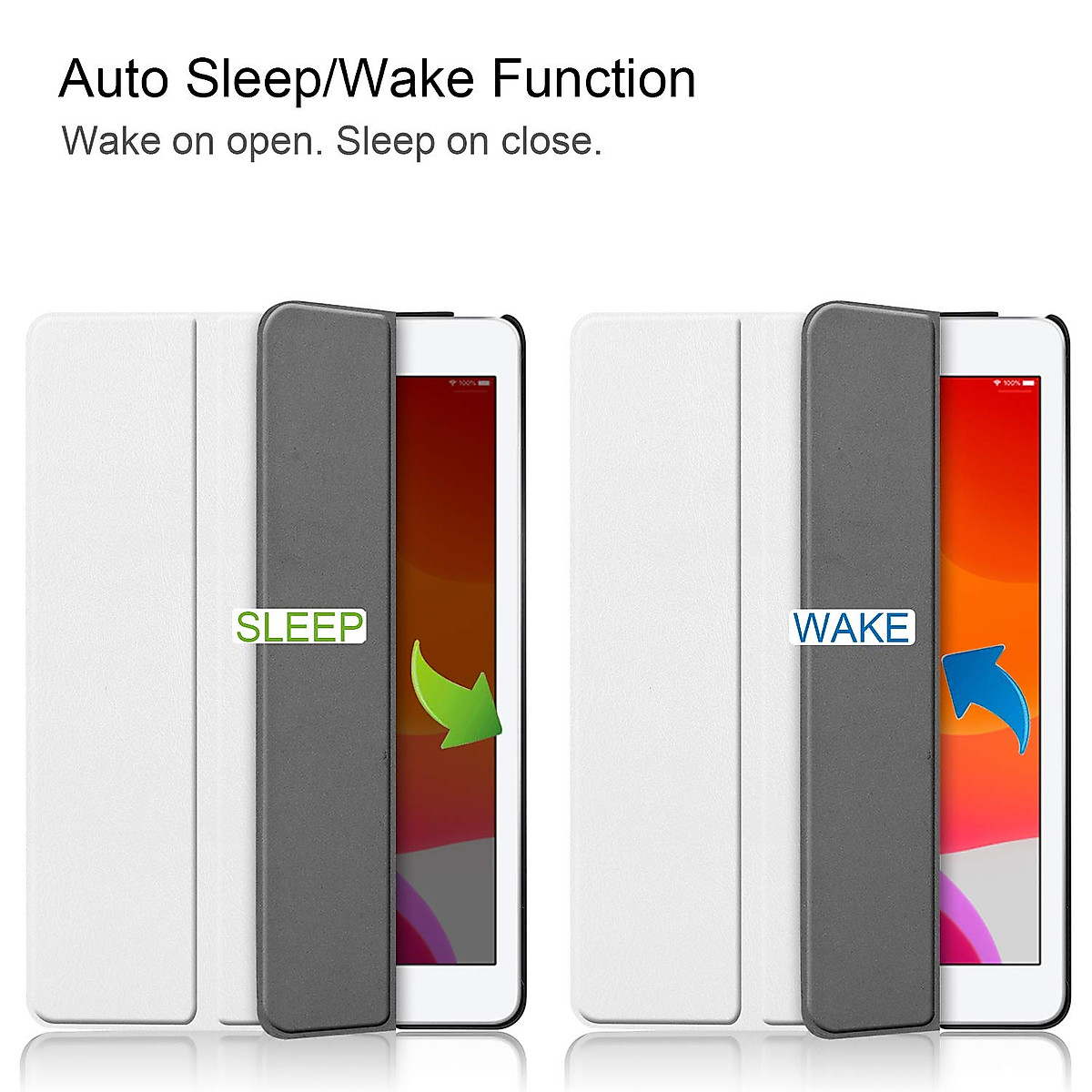 TiKeDa Case for iPad 9th/8th/7th Generation,iPad 10.2 2021/2020/2019,Slim Stand Hard Back Protective Smart Cover Case for iPad 9th 8th 7th Gen 10.2 (White)