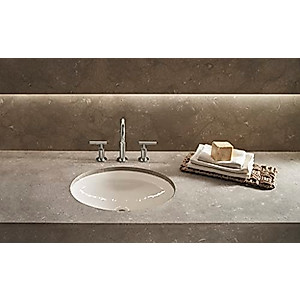 KOHLER K-14406-4-2MB Purist Bathroom Sink Faucet, Widespread Low Lever Handles and Low Gooseneck Spout, Vibrant Brush Moderne Brass