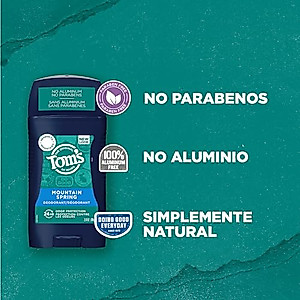 Tom's of Maine Long-Lasting Aluminum-Free Natural Deodorant for Men, Mountain Spring, 2.8 oz. (Packaging May Vary)