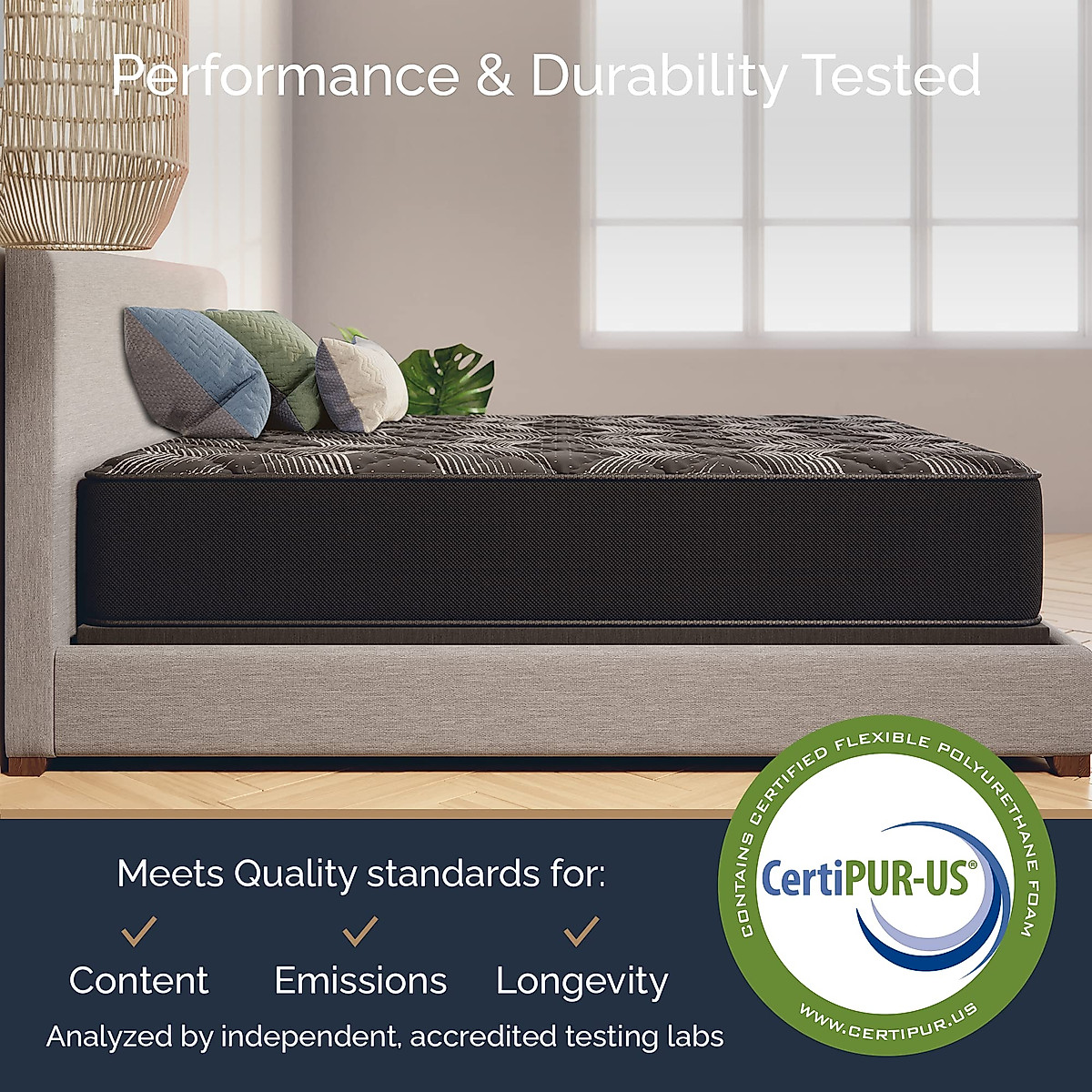 Loosh King Size 12" Extra Firm Mattress Moisture Wicking Fabric, Cool Sleep - Inner Spring System & High-Density Foam Layers for Support & Comfort - CertiPUR-US Certified, Bed in Box