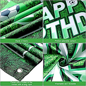 Soccer Birthday Party Backdrop Football Field Photo Background Soccer Theme Birthday Party Decorations Photo Booth Props for Boys Kids Cake Table Decorations, 5.9 x 3.6 Feet