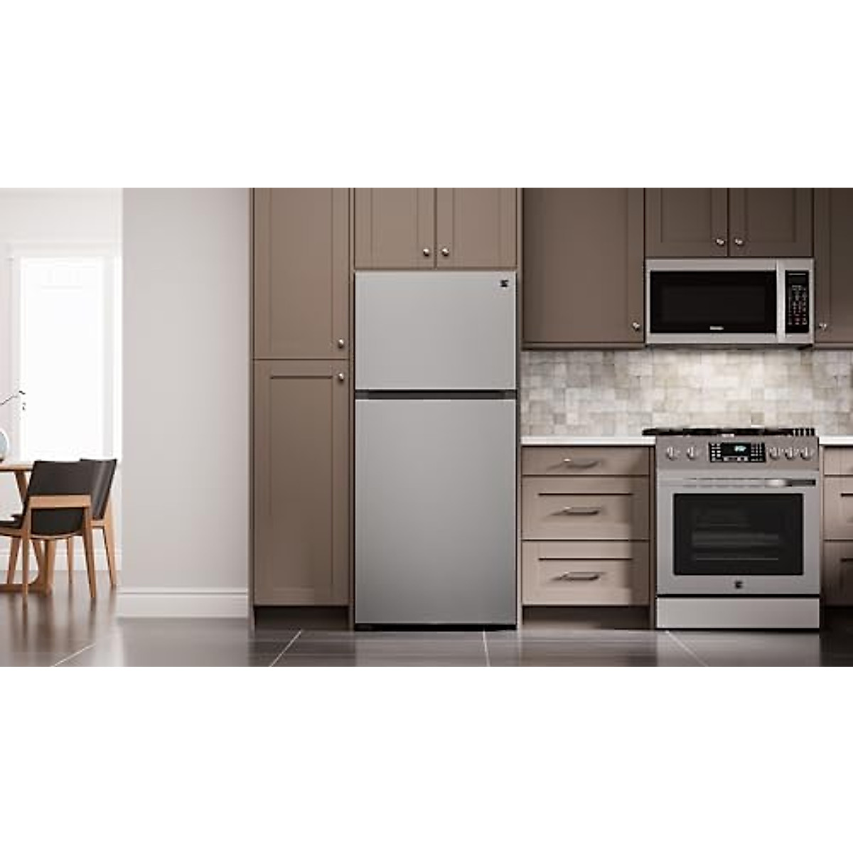 Kenmore 30 in. 18.2 cu. ft. Capacity Refrigerator/Freezer with Adjustable Glass Shelving, Humidity Control Crispers, Gallon Door Bins, ENERGY STAR Certified, Fingerprint Resistant Stainless Steel