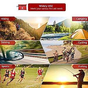 Small First Aid Kit - 105 Pieces Emergency Survival Supplies Aid Kits for Car, Home, School, Office, Sports, Traveling, Hiking, Camping, Exploring, Hunting