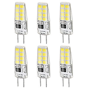 LEKE G8 Bulb White 3W G8 LED Bulb Equivalent to G8 Halogen Bulb 20W-25W AC 110v/120v/130v Dimmable G8 Light Bulb 6000k(6 Pack)