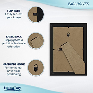 Icona Bay 4x6 Picture Frames (Black, 3 Pack), Sturdy Wood Composite Photo Frames 4 x 6, Sleek Design, Table Top or Wall Mount, Exclusives Collection