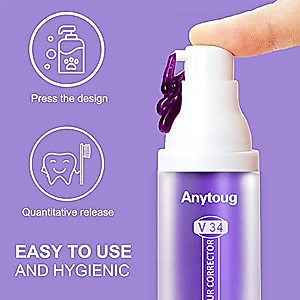 Whitening Toothpaste,Purple Toothpaste for Teeth Whitening,Colour Corrector Toothpaste,Toothpaste Whitening,V34 Toothpaste,Remove Stains,Improves Teeth Brightness and Reduce Yellowing