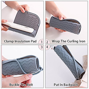 2 Pack Silicone Heat Resistant Travel Mat, Non Slip Curling & Flat Iron Mat Pad, Portable Styling Heat Mat for Hot Hair Tools, Straightener, Salon Appliances, 9x6.5 (Rose red,Purple)