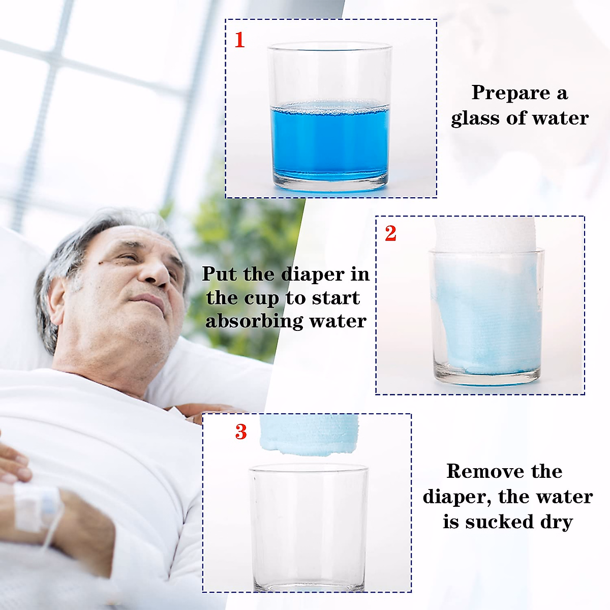 6Pcs Microfiber Reusable Diaper Inserts for Adult Cloth Diapers, Washable Disability Diaper Inserts for Incontinence Care, 4 Layers Microfiber Materials, 24.4" L x 7.8" W (L)