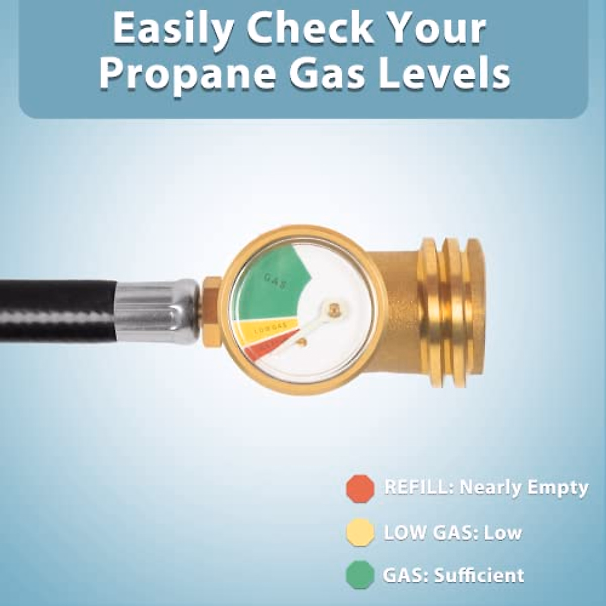 SHINESTAR 12FT Propane Extension Hose with Gauge, Propane Tank Extension Hose for RV, Gas Grill, Stove, Heater, Fire Pit and More