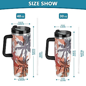 Yasala Car Tumbler with Handle Palm Tree Watercolor Travel Mug Coffee Cup Insulated Beverage Container Mega Cup for Hot Cold Drinking Thermos Water Bottle Cupholder Friendly 40 oz
