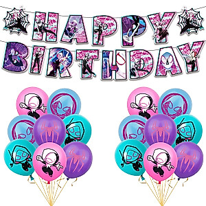 Spider girl Birthday Party Decorations,Pink Super Girls Decorations Includes Happy Birthday Banners,Cupcake Toppers,Balloons