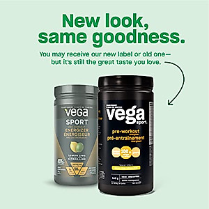 Vega Sport Pre-Workout Energizer Acai Berry (19oz, 30 Servings) - Vegan, Gluten Free, All Natural, Pre Workout Powder, Non GMO