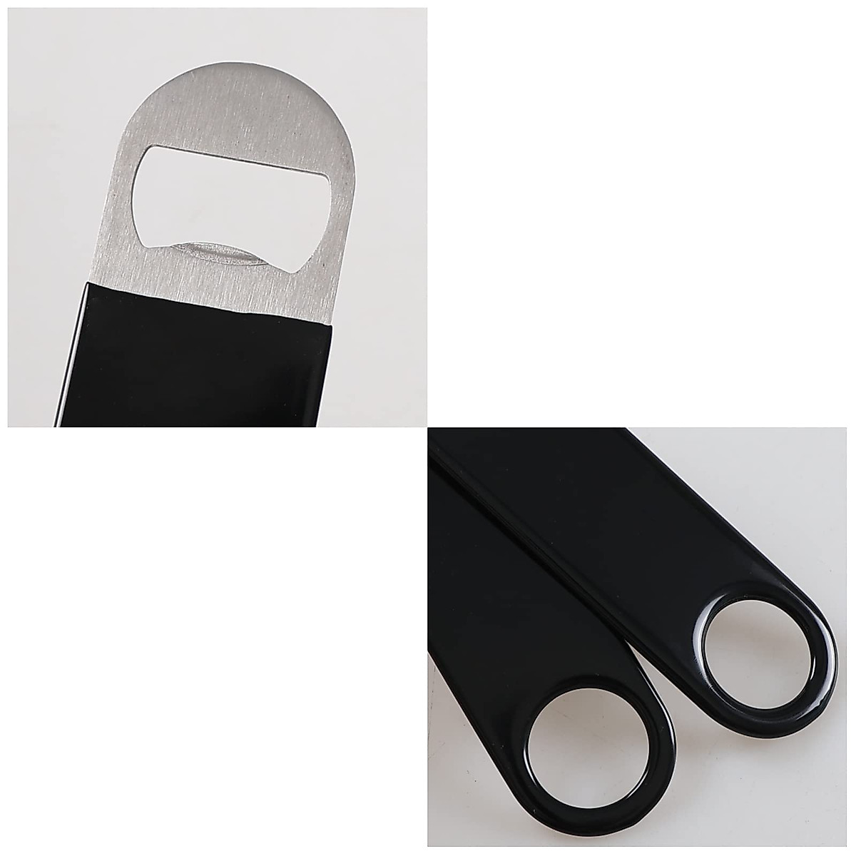 Morcte 12-Piece Black Stainless Steel Flat Bottle Opener, Beer Bottle Opener for Bar, Restaurant, Kitchen