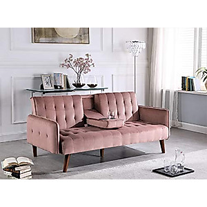 US Pride Furniture Charming Convertible Sofa Sofabed, Rose