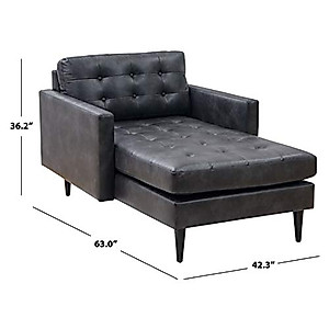 Safavieh Couture Home Collection Curtis Grey Velvet Upholstered Tufted Living Room Bedroom Foyer Chaise Lounge Chair SFV4760C