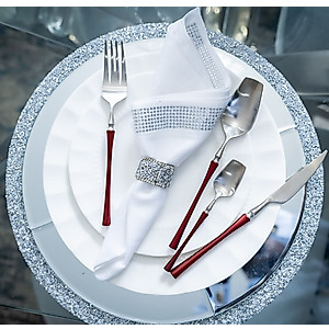 EdensDECOR Silverware Set, 24pcs Modern Flatware, Mirror Polish Stainless Steel Flatware (SILVER, 24)