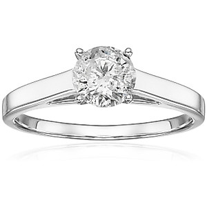 14k White Gold Round Cathedral Solitaire Diamond Ring (1/2 cttw, H-I Color, I2-I3 Clarity), Size 7