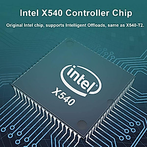 10Gb NIC Dual RJ45 Port PCIe Network Card with Intel X540-AT2 Controller, 10G Ethernet Converged Network LAN Adapter, Support Windows/Linux/Vmware/ESX/Freebsd Server, Compare to Intel X540-T2