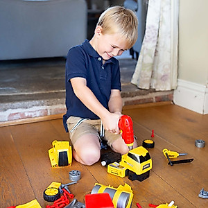 Think Gizmos 7 in 1 Take Apart Truck Car Toys with Electric Drill,Educational Toy Ideal Gift for Boys or Girls Age 3 4 5 6 7 STEM Construction Engineering Learning Toys Building Play Set for Kids