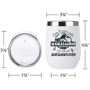 ATHAND Mothers Day Gifts Mom Gifts From Daughter Son Mamasaurus Tumbler with Lid Funny Gifts for Women 12oz Stainless Steel Coffee Mug