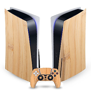 Head Case Designs Officially Licensed PLdesign Light Brown Bamboo Art Mix Vinyl Faceplate Sticker Gaming Skin Decal Compatible With Sony PlayStation 5 PS5 Disc Edition Console & DualSense Controller