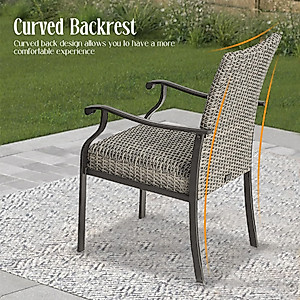 PATIO TREE 2 PCS Patio Dining Chairs Outdoor Quick Dry Foam Padded Rattan Chairs