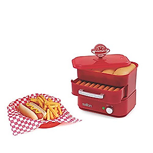 Salton HD1905 Hot Dog Food Steamer, Transparent, Red