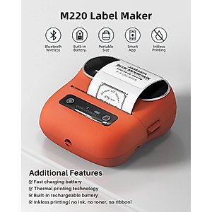 Phomemo M220 Label Maker, Bluetooth Thermal Label Printer for Barcode, Address, Labeling, Mailing, File Folder Label, 3 Inch Label Maker Machine Support Smartphone, Tablet&PC, with 3 Rolls of Labels