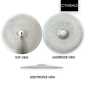 Low Volume Hi Hat Cymbals, 14 inches Practice Hi Hat Cymbal Pair, Quiet HiHat Cymbals (Silver)