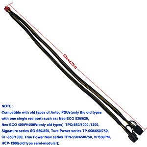 COMeap PCIe Cable for Antec PSUs, CPU 8 Pin Male to Dual PCIe 8 Pin (6+2) Male GPU Power Adapter Sleeved 25-inch(63cm)