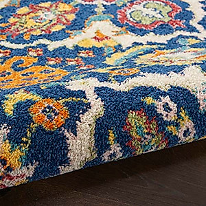 Nourison Allur Persian Navy Multicolor 2' x 3' Area -Rug, Easy -Cleaning, Non Shedding, Bed Room, Living Room, Dining Room, Kitchen (2x3)