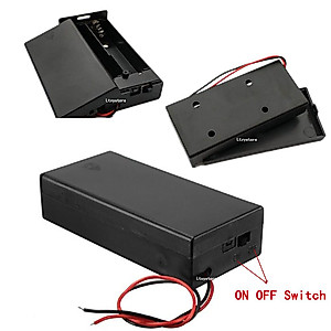 Plastic 18650 Battery Storage Case 2 Slots x 3.7V for 2x18650 Batteries Holder Box Container with ON/Off Switch, Set of 5, by Ltvystore