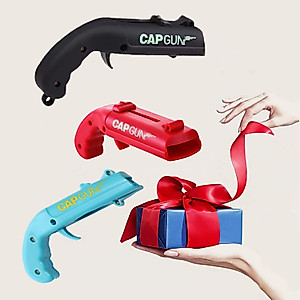 Bottle Opener,Funny Launcher Shooter Bottle Opener for Creative Game,Family Party,Bar ,Outdoor Barbecue,Plastic(Black&Blue)