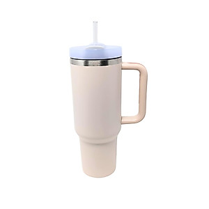 FTB Creative 40oz Insulated Journey Tumbler Mug, Double Wall Stainless Steel, with Lid and Straw (Blush)