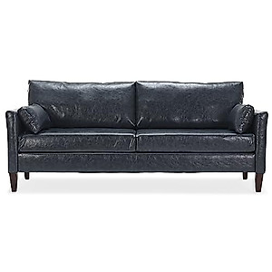 STARY 78" Faux Leather Comfy Couch for Living Room Sofas, Navy